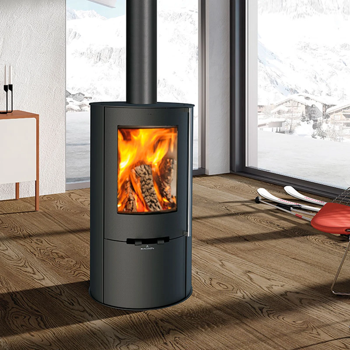 Dover Circular Wood Burner - Stylish Contemporary Design!